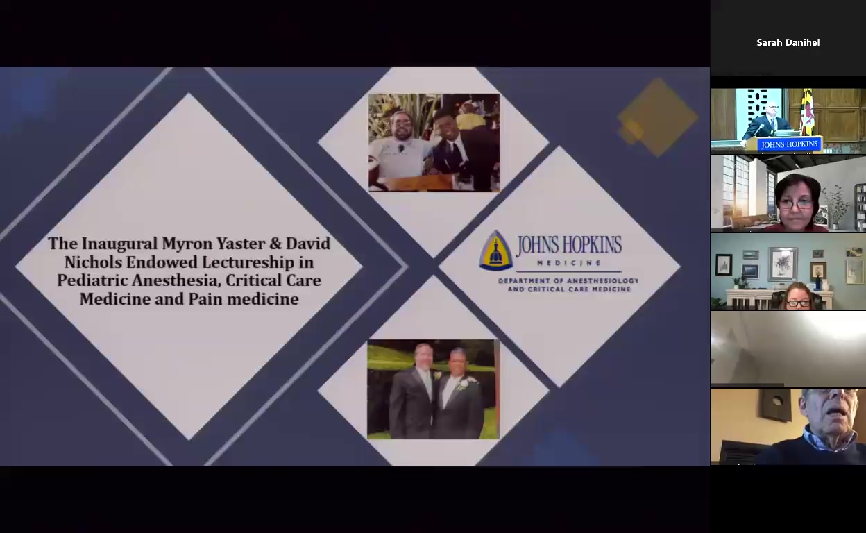 The Inaugural Myron Yaster and David Nichols Endowed Lectureship in ...